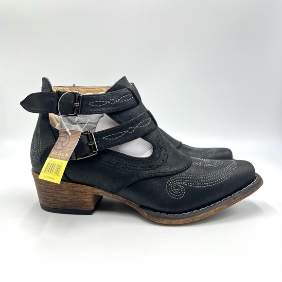 Roper | Shoes | Roper Womens Willa Black Faux Vegan Leather Western ...